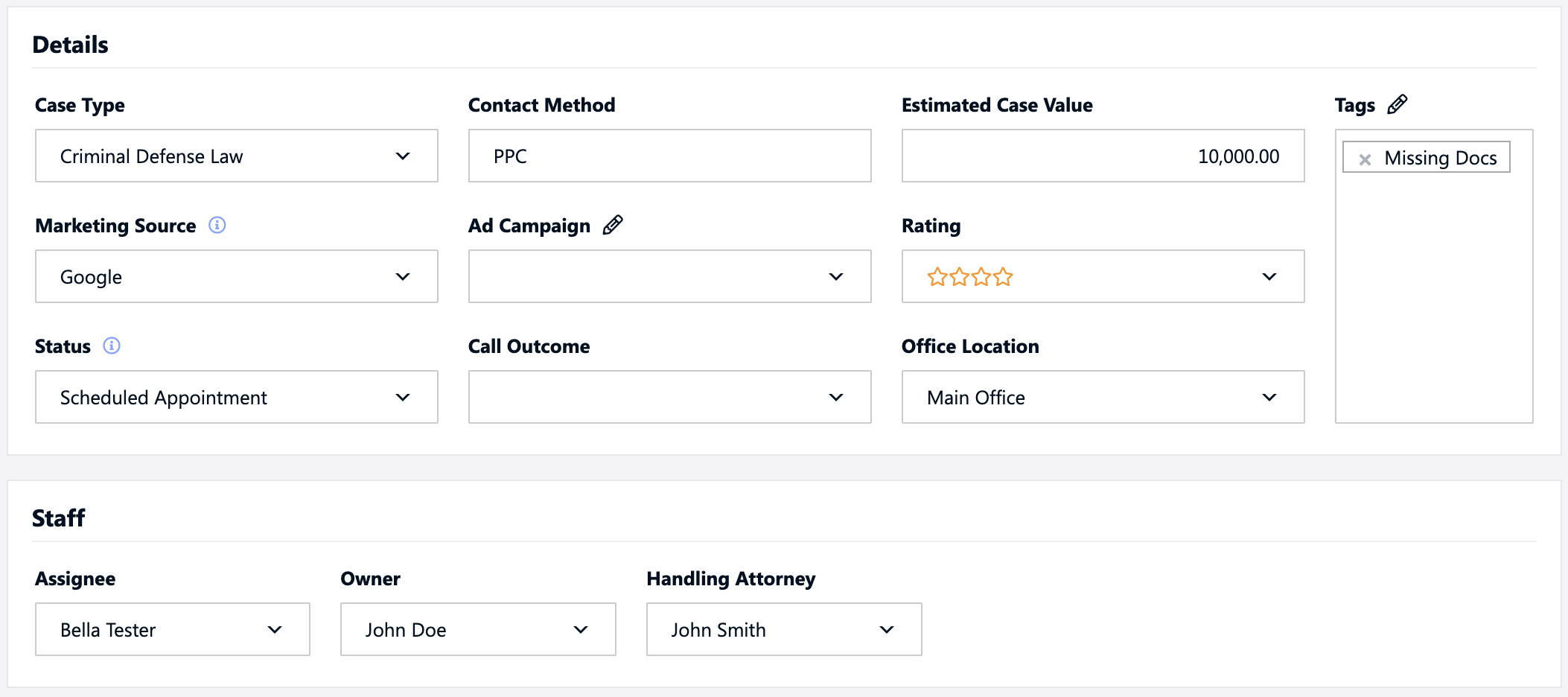 How to Navigate a Lead/Case Record – Law Ruler Software, LLC